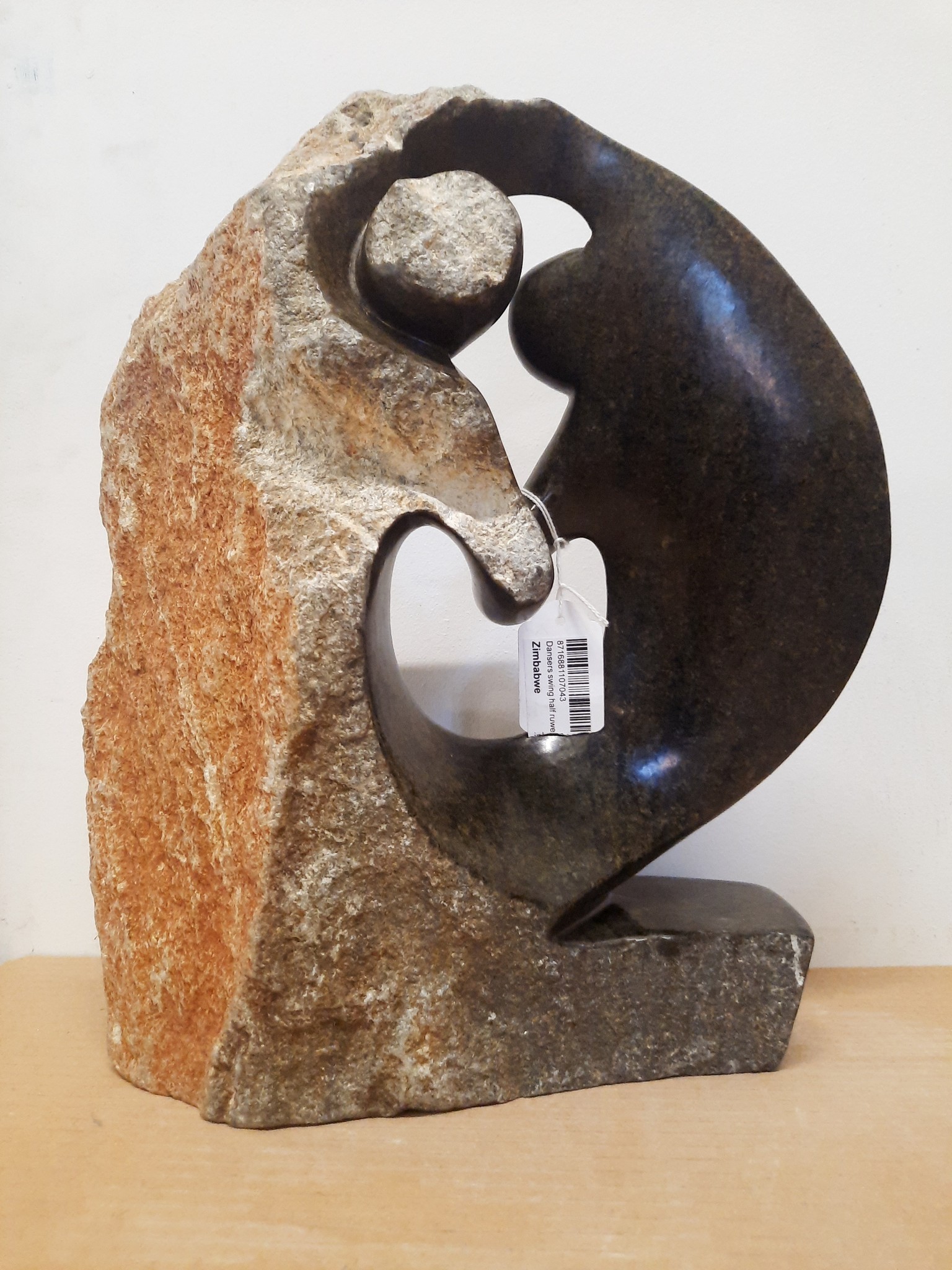 Soapstone statue of Dancers half rough stone