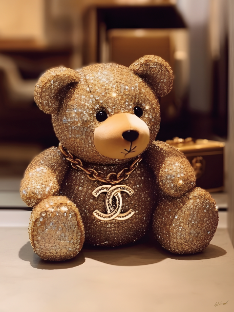 Glasschilderij Chanel beertje diamanten 60x80cm. - Eliassen.nl