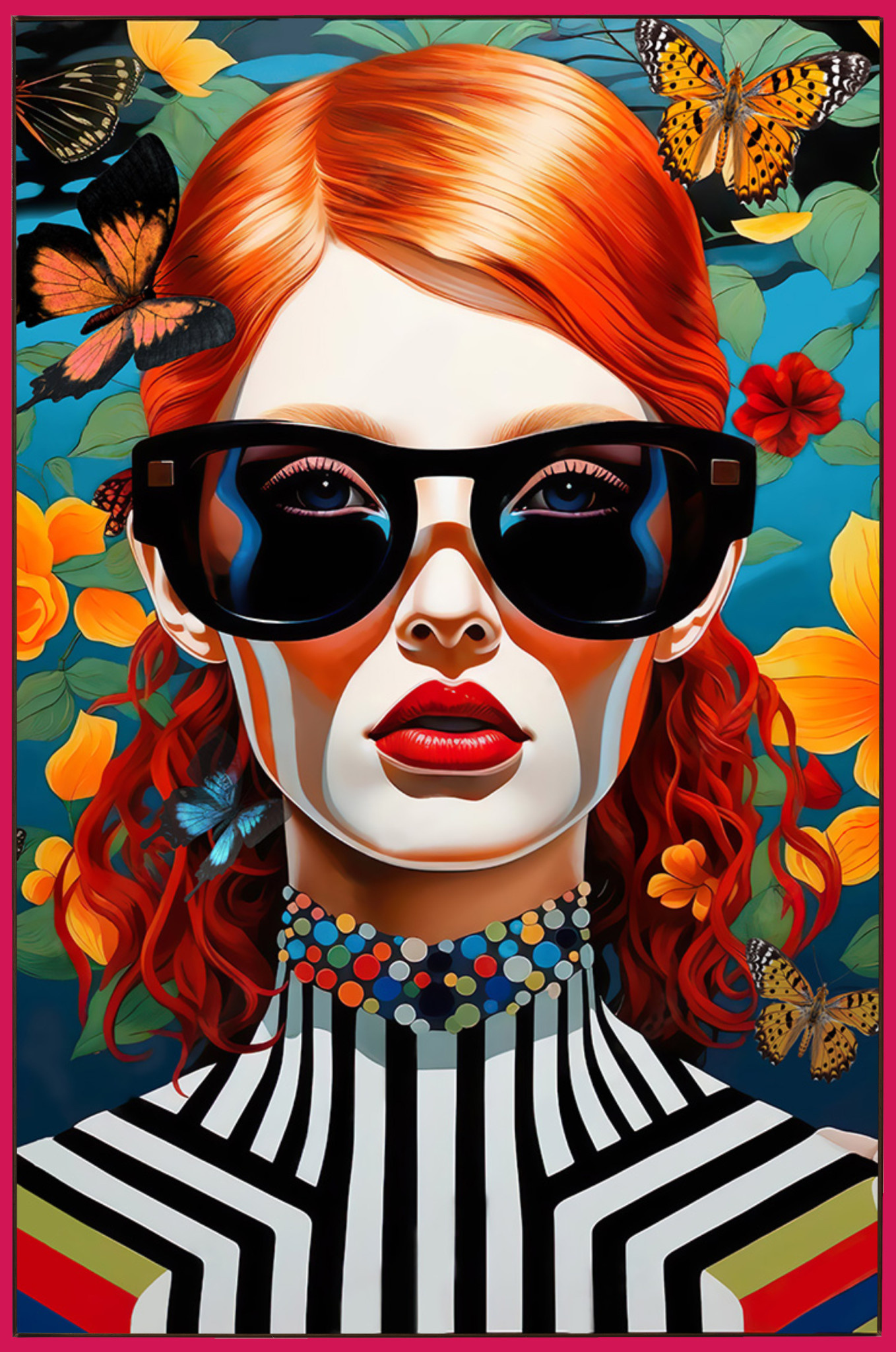 Painting colorful Zebra woman 60x90cm - Eliassen.nl