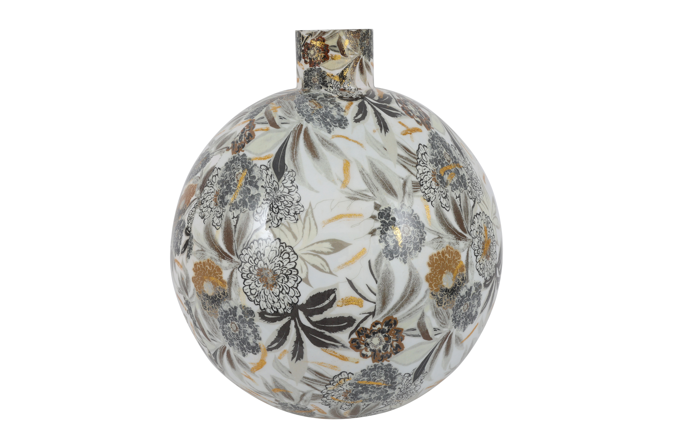 Bolvaas metaal Pioen grijs goud 40cm - Eliassen.nl