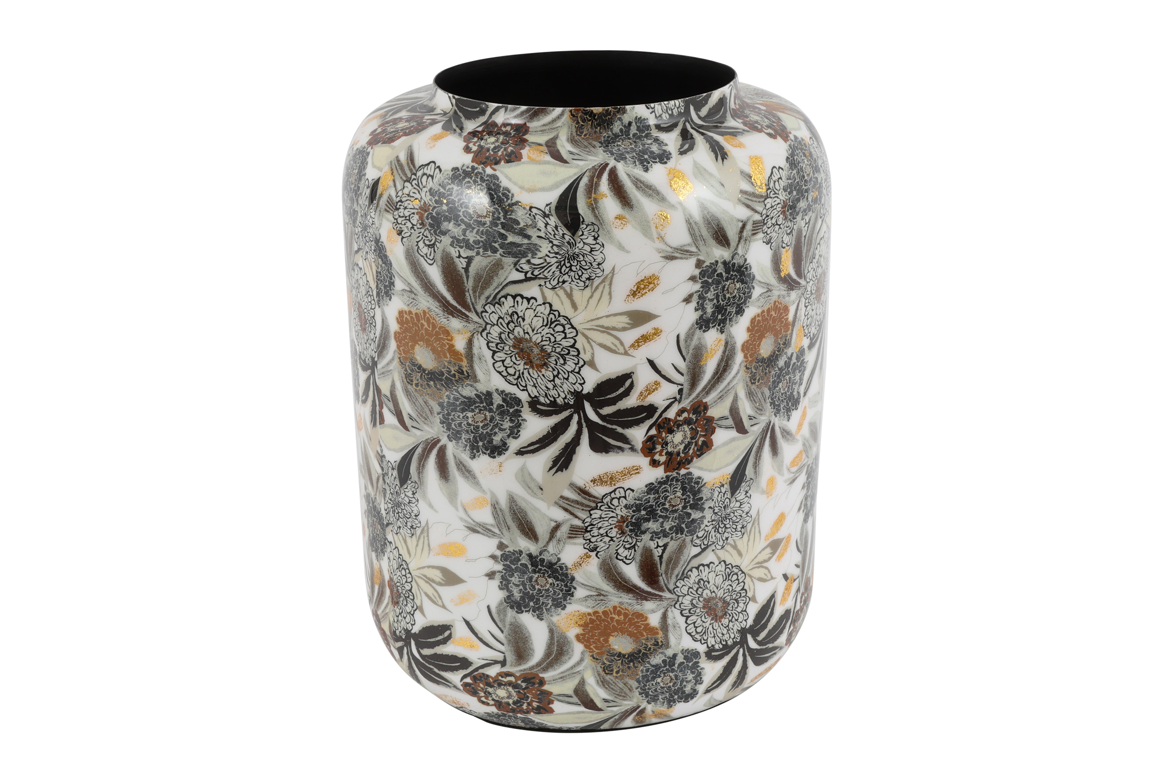 Cylindervaas metaal Pioen grijs goud 23cm - Eliassen.nl