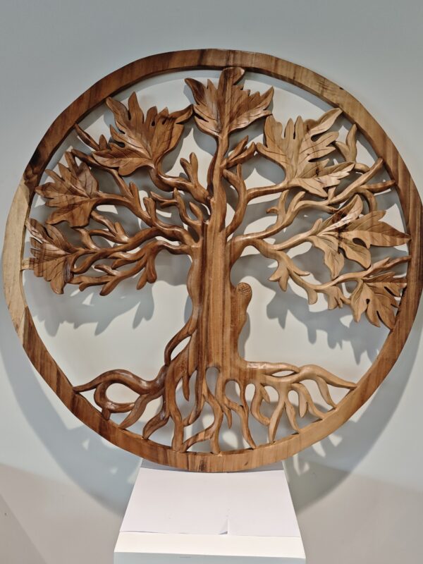 Wall panel wood round Tree of Life beech leaf 60cm