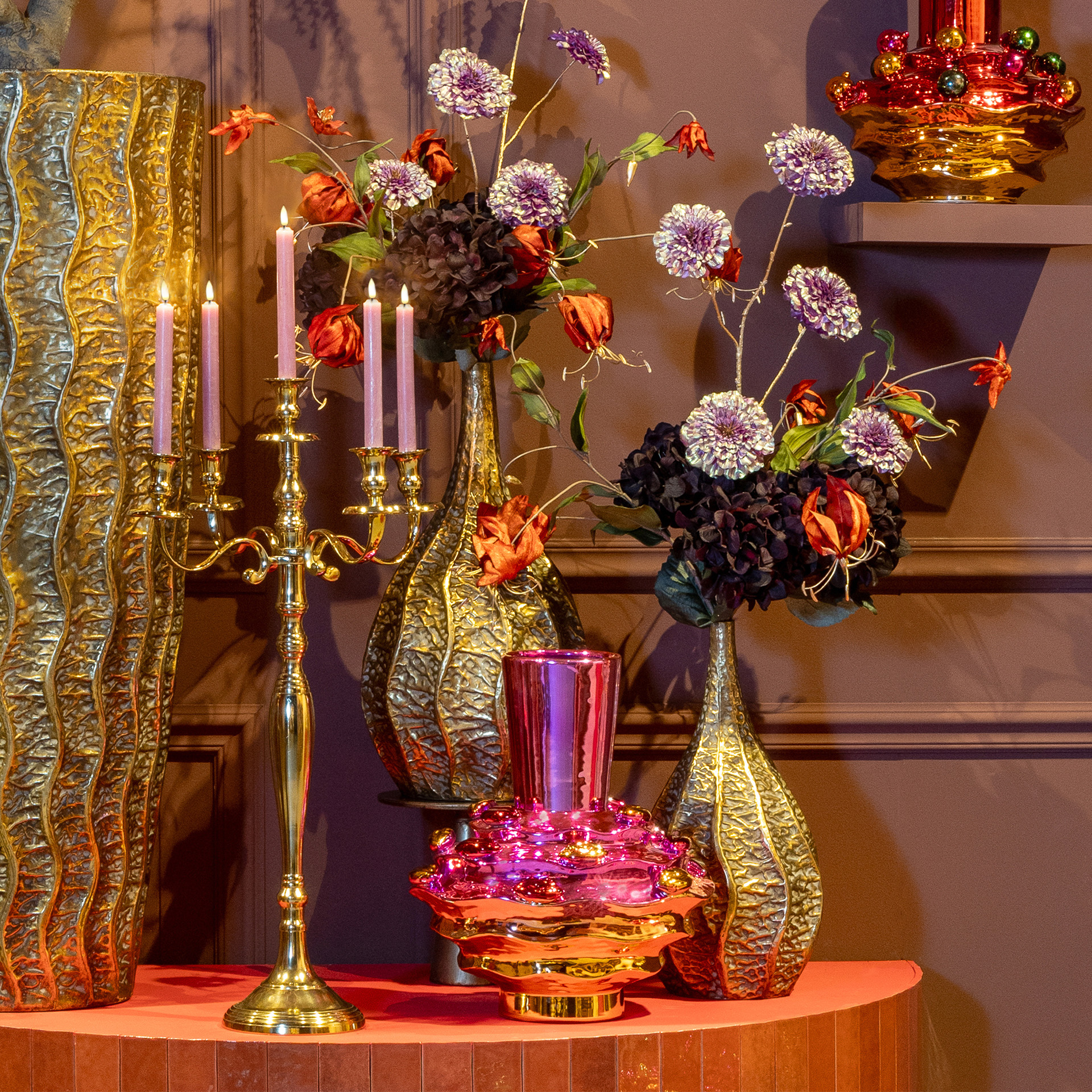 Metal vase narrow neck Dijon 48cm - Eliassen.nl