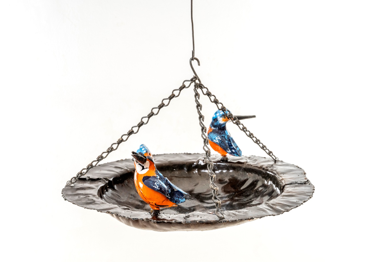 Zimba-arts Bird food bowl on chain 2 Kingfishers 37cm - Eliassen.nl