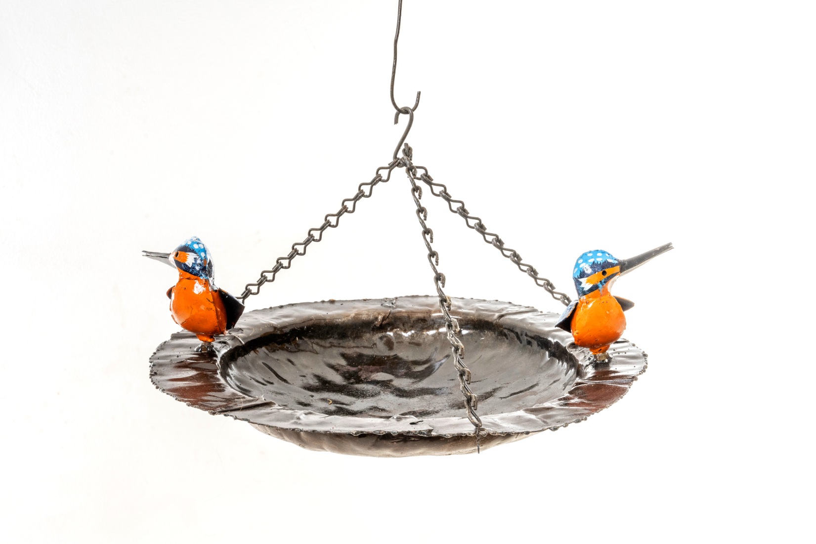 Zimba-arts Bird food bowl on chain 2 Kingfishers 37cm - Eliassen.nl