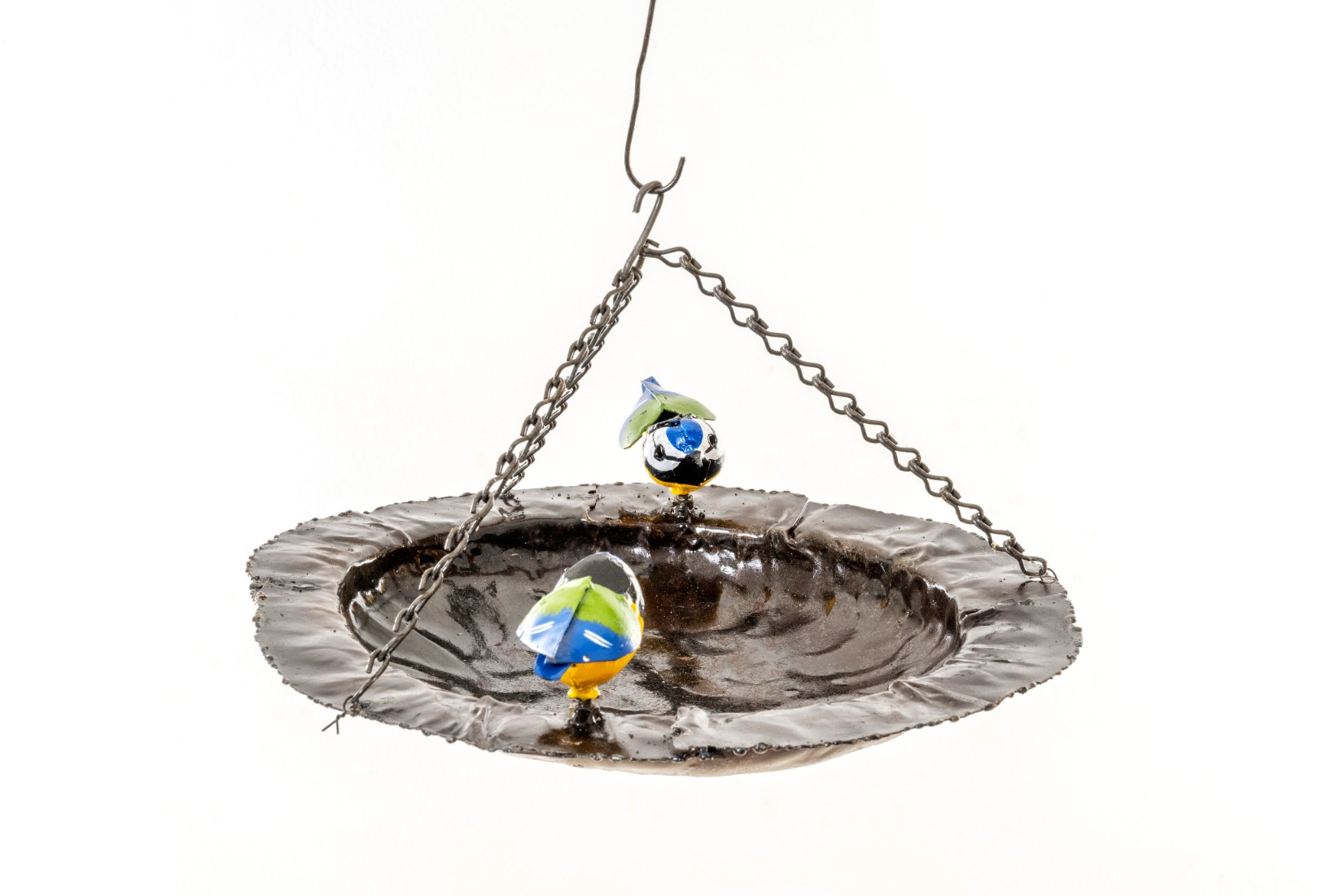 Zimba-arts Vogelfutterschale an Kette 2 Kohlmeisen 37cm - Eliassen.nl