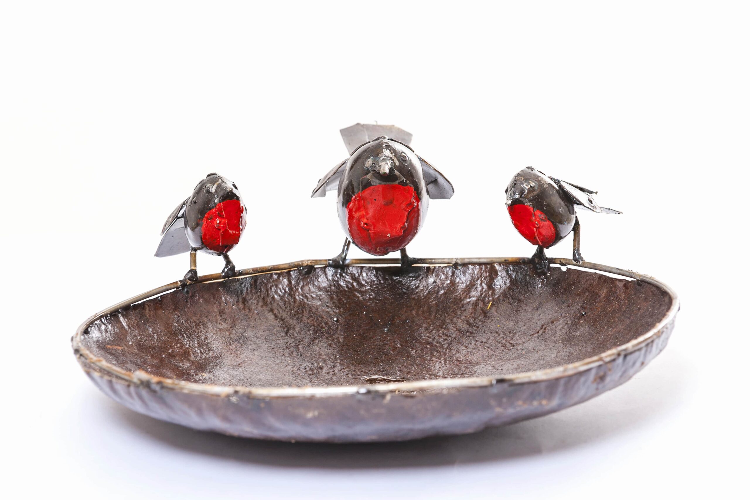 Zimba-arts Bird drinking bowl 3 robins 32cm - Eliassen.nl